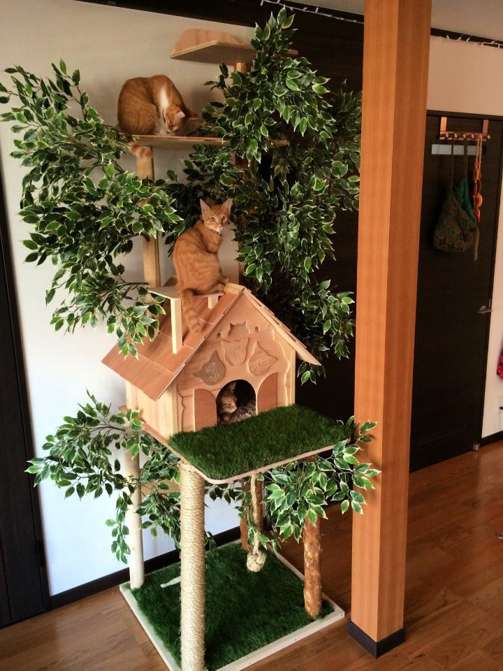 20 Free DIY Cat Tree House Plans (How to Build)