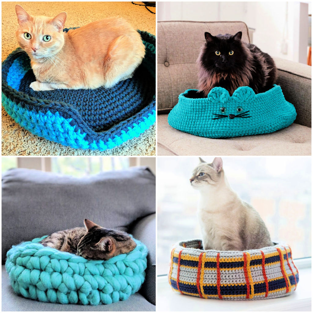 14 Free Crochet Cat Bed Patterns