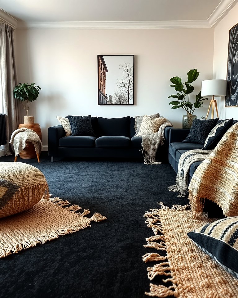 25 Black Carpet Living Room Ideas for a Cozy Atmosphere