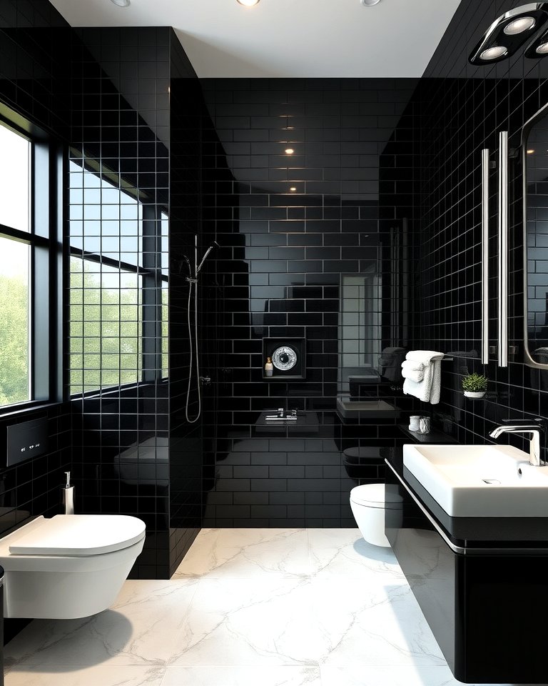 25 Stylish Black Tile Bathroom Ideas