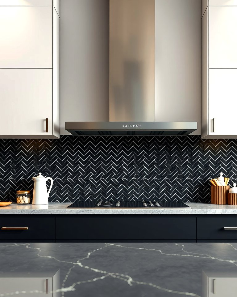 25 Kitchen With Black Backsplash Ideas for Drama