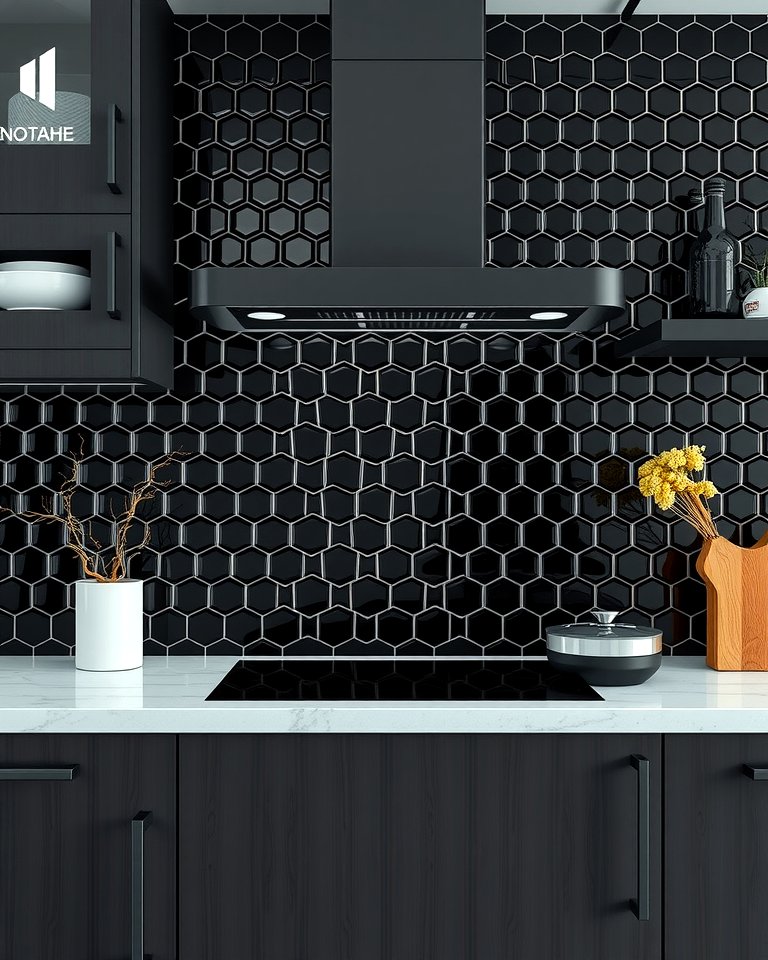 25 Kitchen With Black Backsplash Ideas for Drama