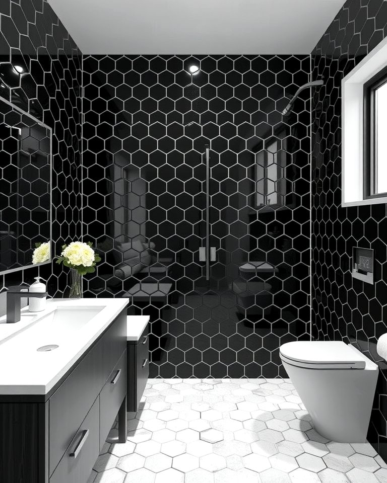 25 Stylish Black Tile Bathroom Ideas