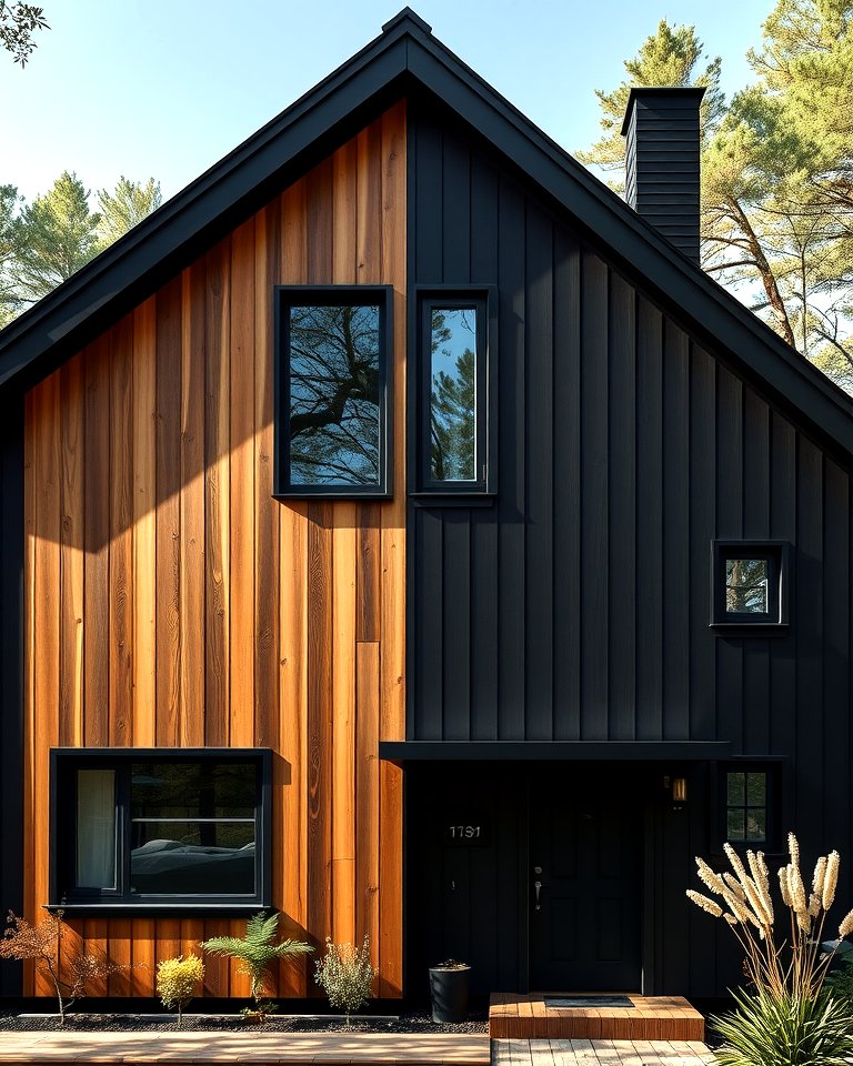 25 Black House With Wood Accents Ideas for a Bold Design