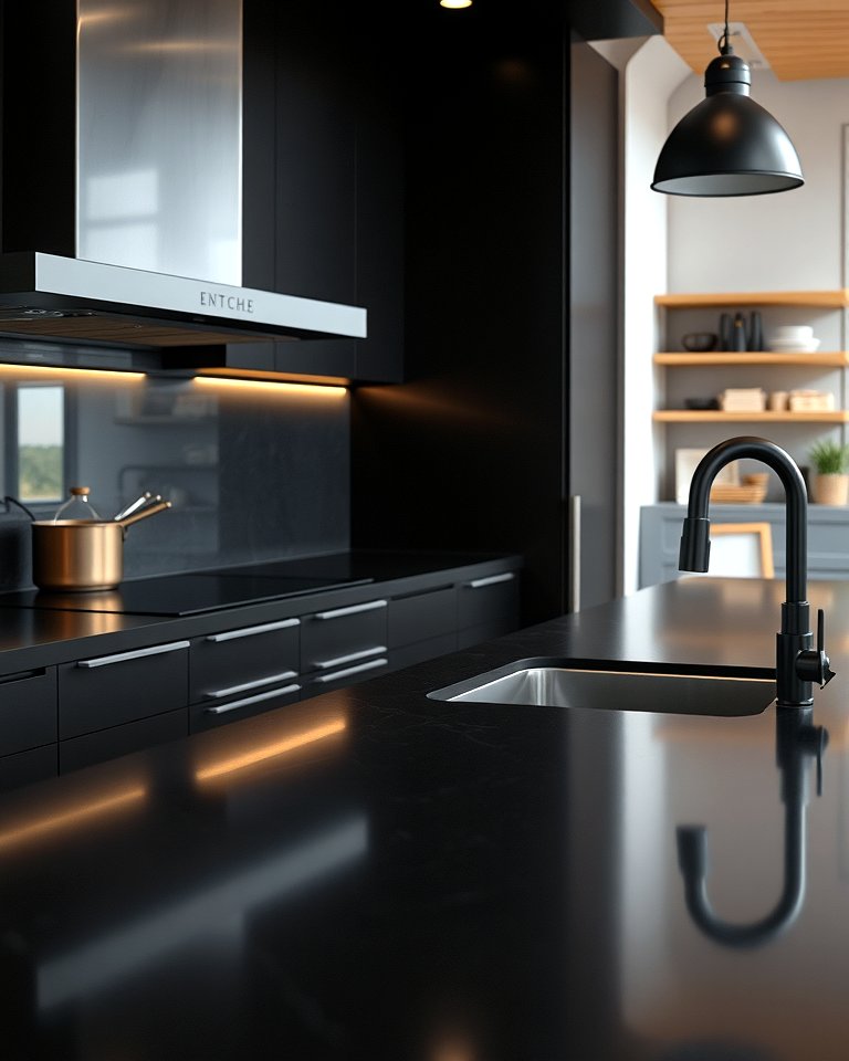 25 Black Kitchen Countertops for a Bold Statement