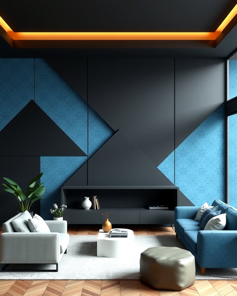 25 Bold Black and Blue Living Room Ideas for a Statement