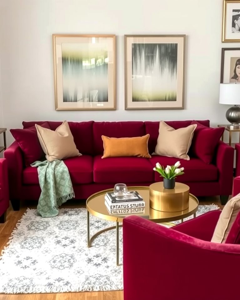 25 Stunning Burgundy Sofa Ideas for Your Living Room