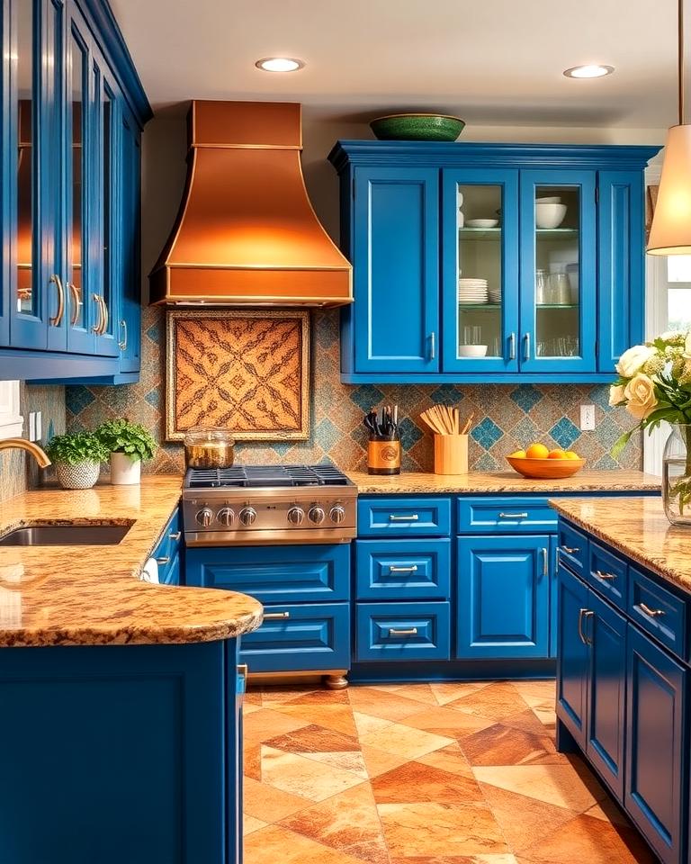 20 Blue Kitchen Cabinets With Brown Granite Countertops