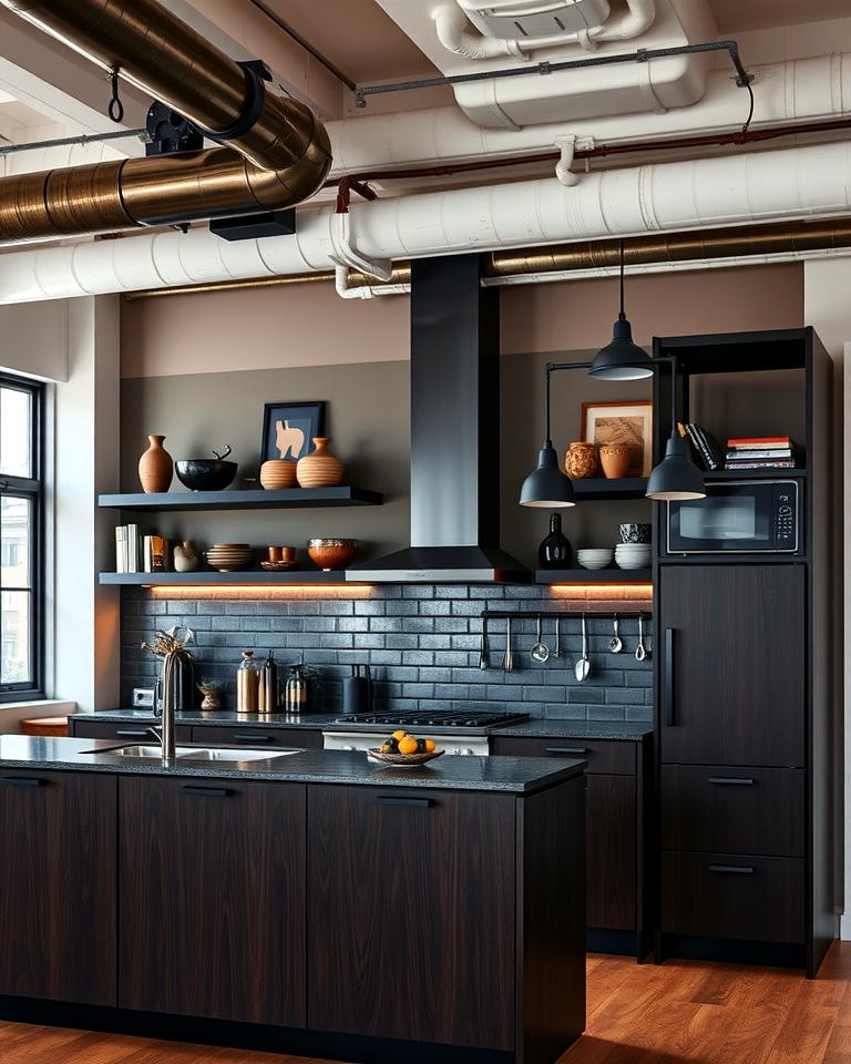 20 Kitchen Ideas with Brown Cabinets and Black Countertops