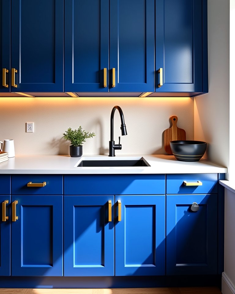 25 Blue Kitchen Cabinets With Gold Hardware for a Luxe Look