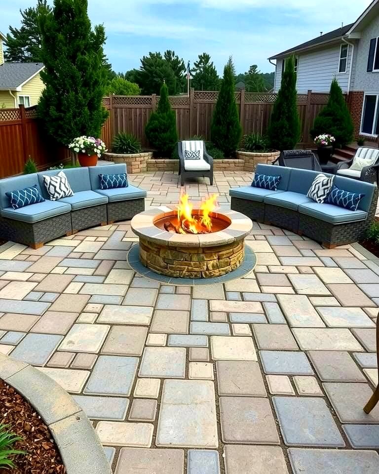 25 Concrete Paver Patio Fire Pit Ideas for Cozy Nights