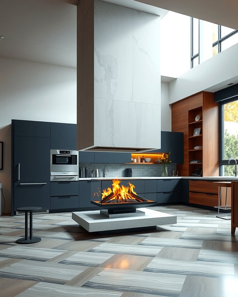 25 Kitchens With Fireplaces for a Unique Cooking Space