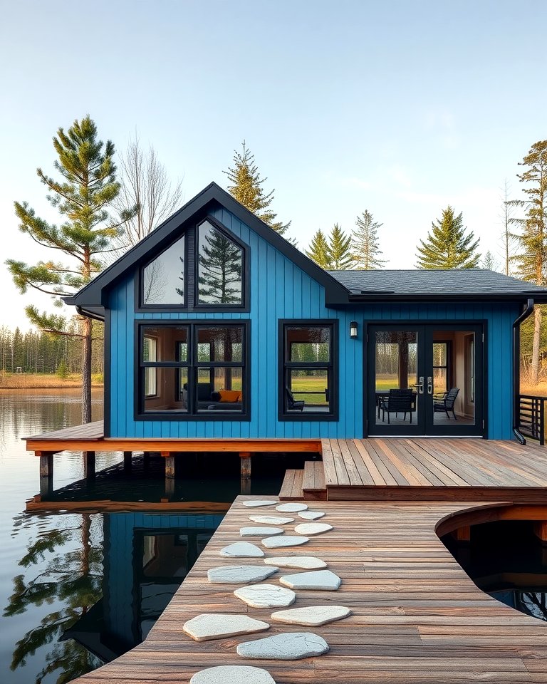 25 Blue House With Black Trim Ideas for a Striking Exterior