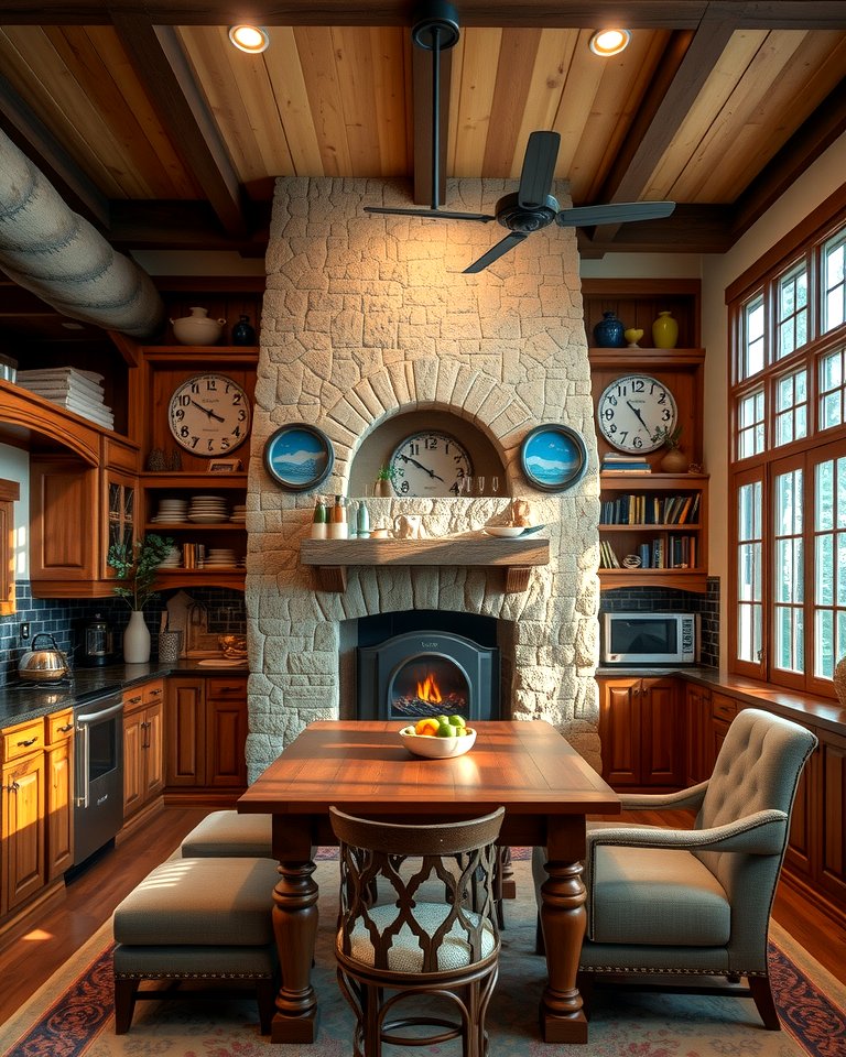 25 Kitchens With Fireplaces for a Unique Cooking Space