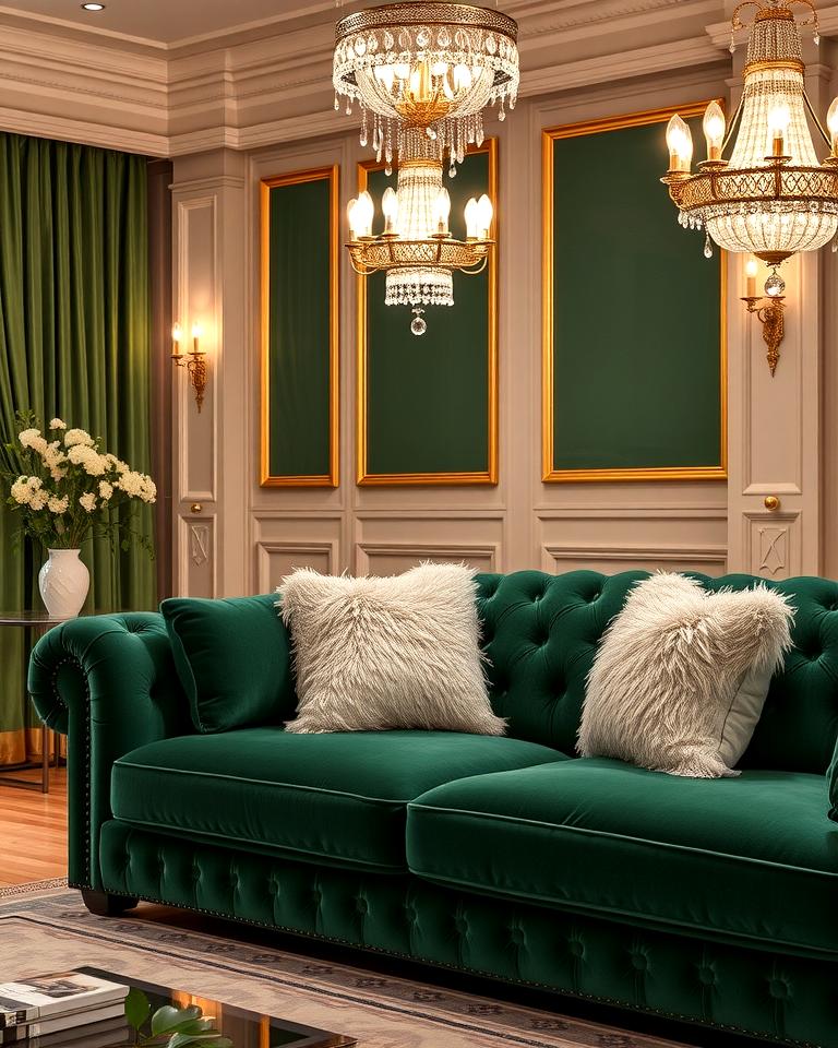 20 Emerald Green Sofa Living Room Ideas for Luxury