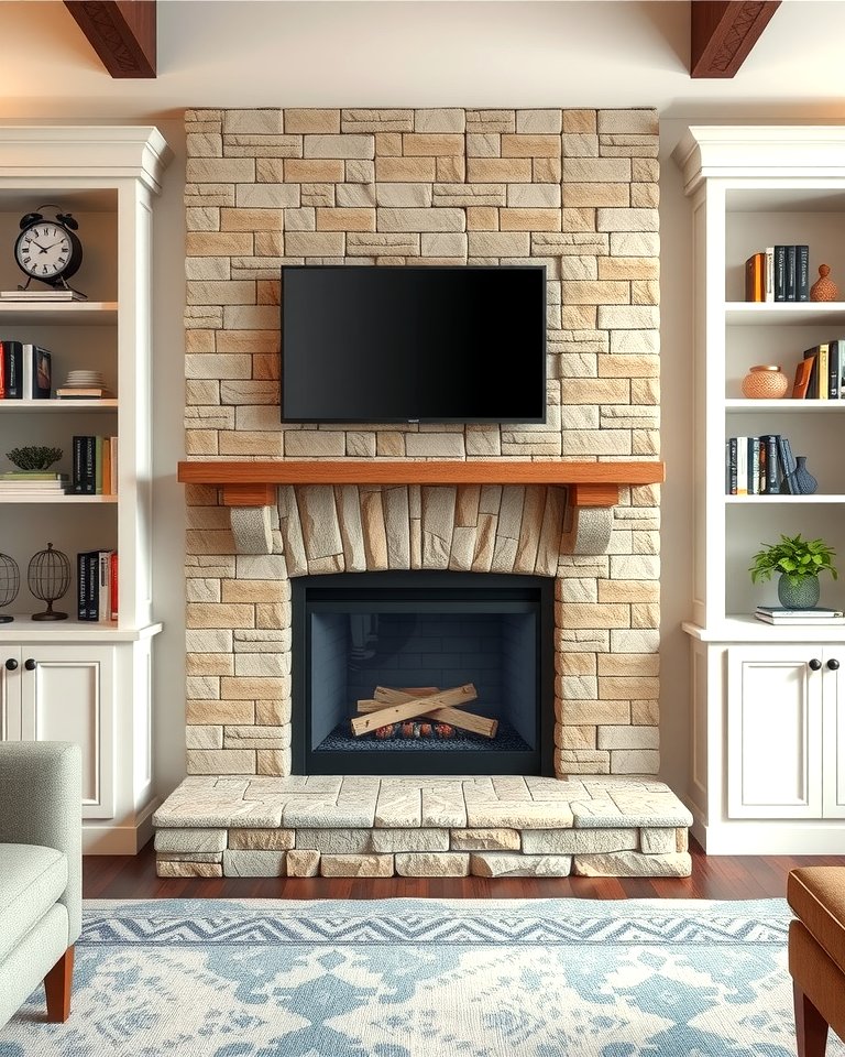25 Faux Stone Fireplace Ideas for a Cozy and Elegant Look