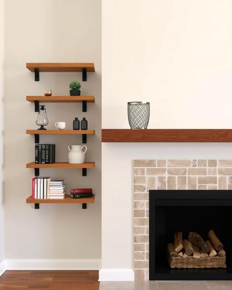 20 Fireplace Floating Shelves Design Ideas for Cozy Homes