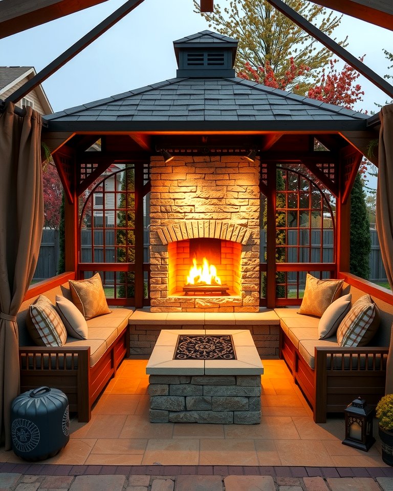 25 Gazebo With Fireplace Ideas for Cozy Outdoor Nights