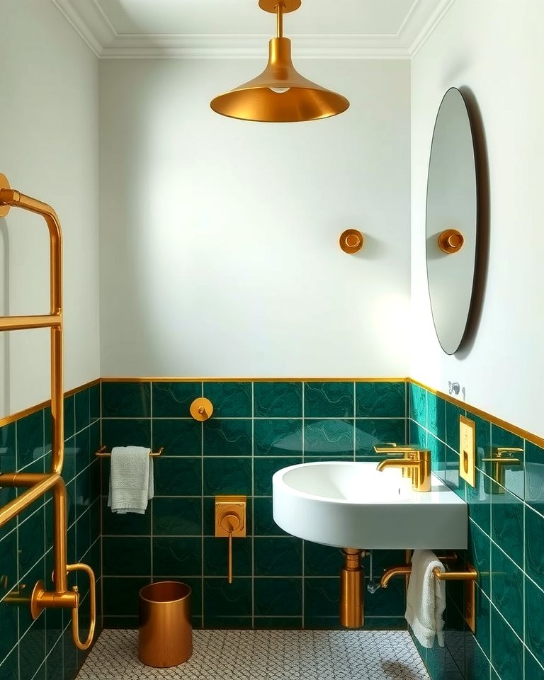 25 Luxurious Green and Gold Bathroom Design Ideas