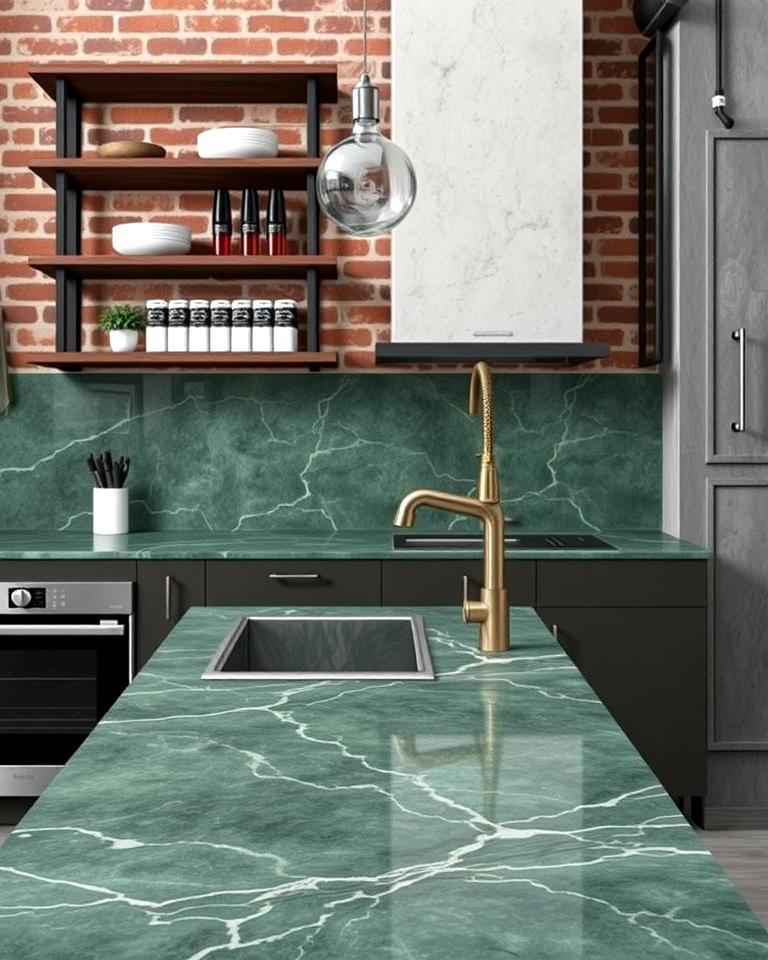 20 Green Marble Countertop Design Ideas for Kitchens