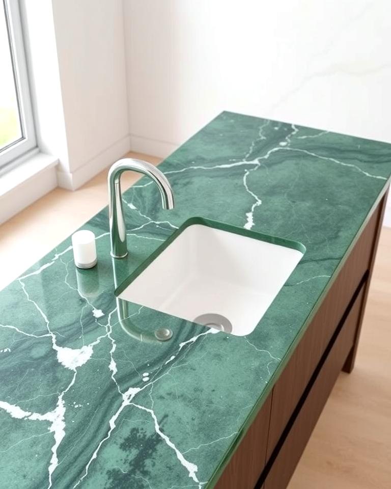 20 Green Marble Countertop Design Ideas for Kitchens