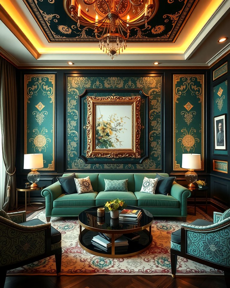 25 Green and Gold Living Room Ideas for Luxury