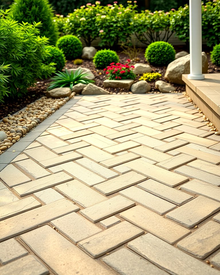 25 Herringbone Brick Patio Designs for a Classic Look