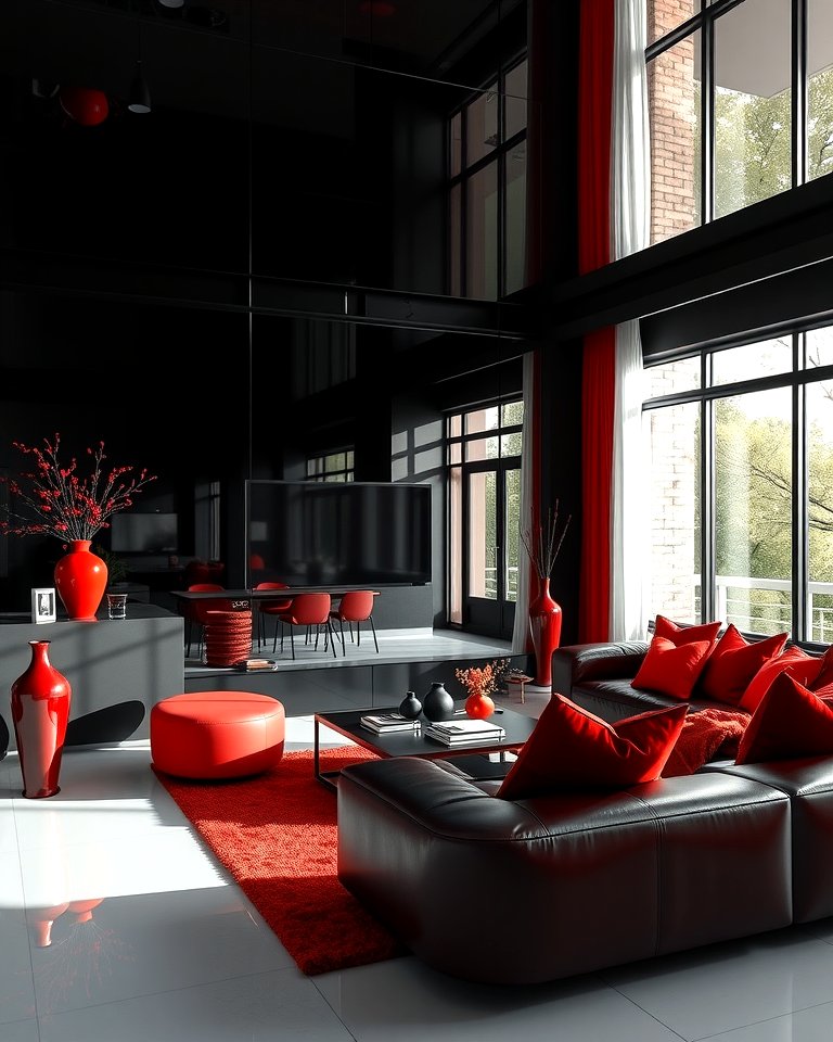 25 Black and Red Living Room Ideas for a Dramatic Look