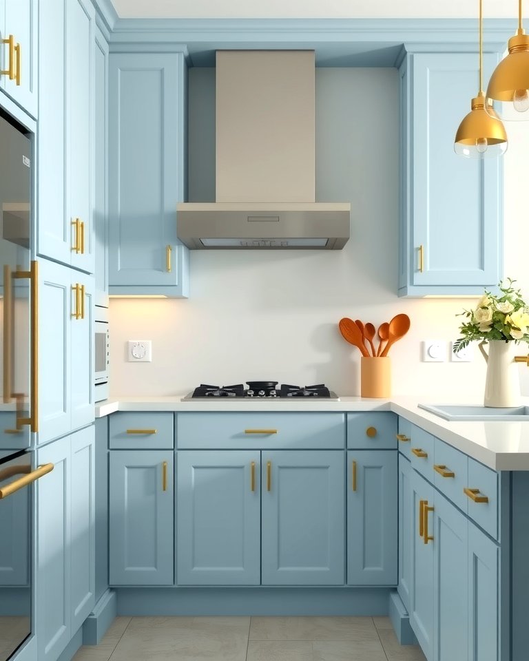 25 Blue Kitchen Cabinets With Gold Hardware for a Luxe Look