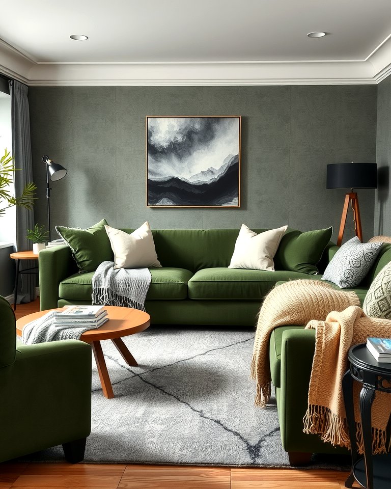 25 Green and Grey Living Room Ideas for Modern Homes
