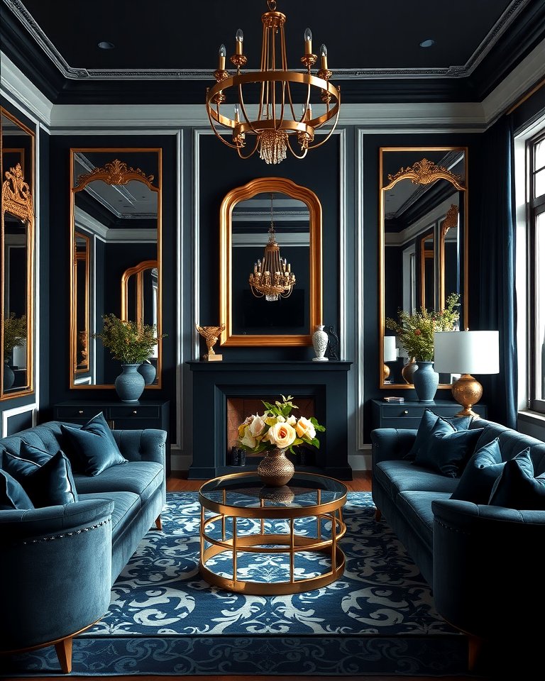 25 Bold Black and Blue Living Room Ideas for a Statement