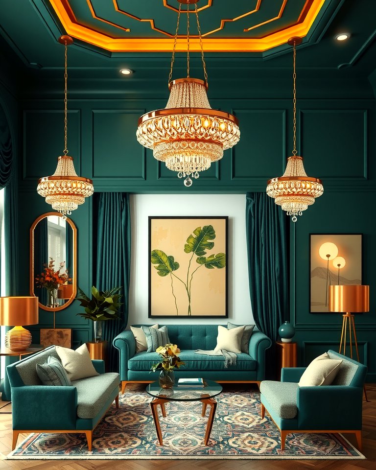 25 Emerald Green and Gold Living Room Ideas for Luxury