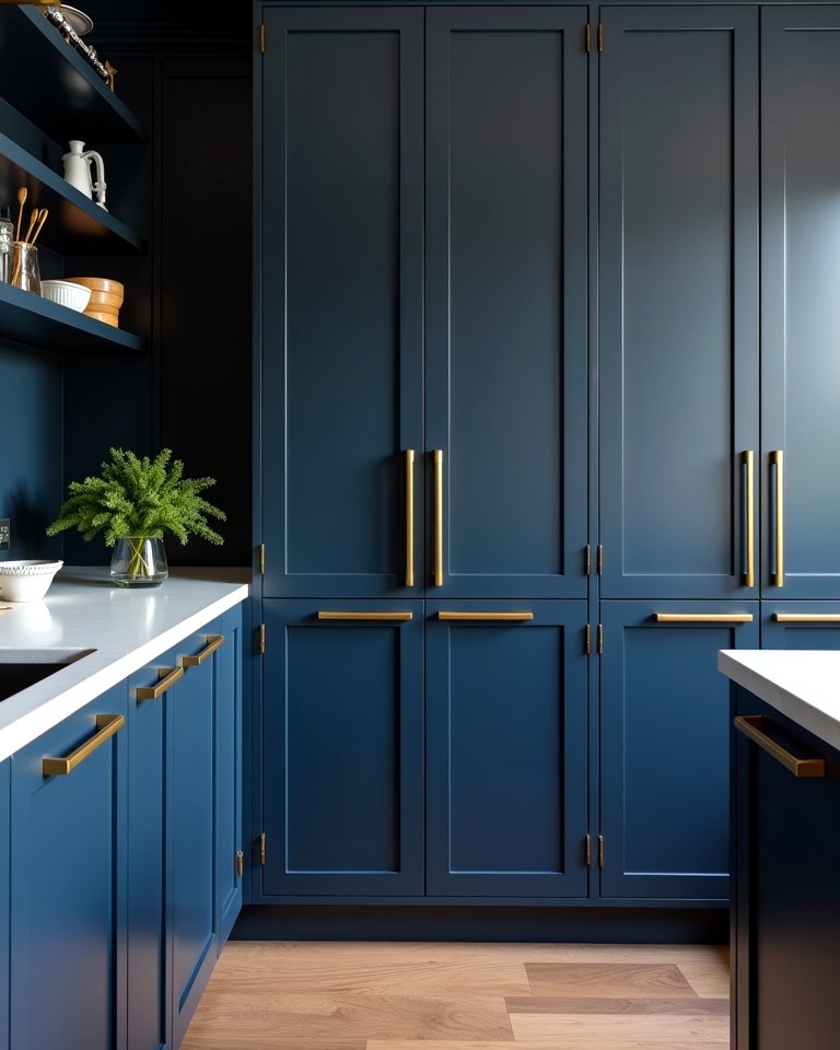 25 Blue Kitchen Cabinets With Gold Hardware for a Luxe Look