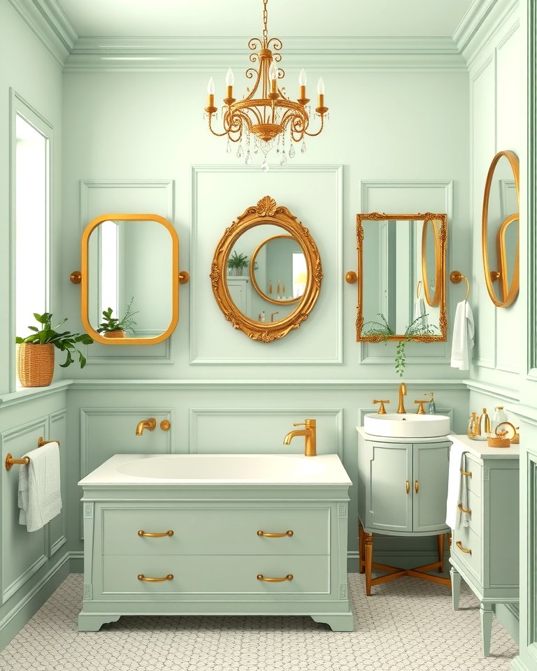 25 Luxurious Green and Gold Bathroom Design Ideas