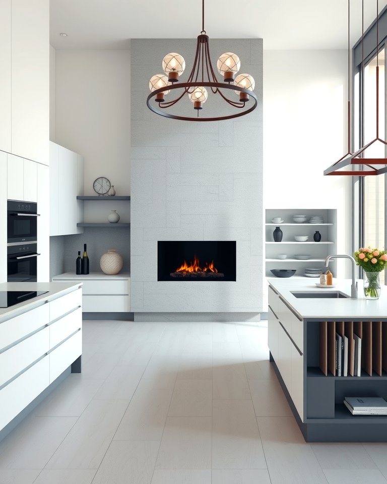 25 Kitchens With Fireplaces for a Unique Cooking Space