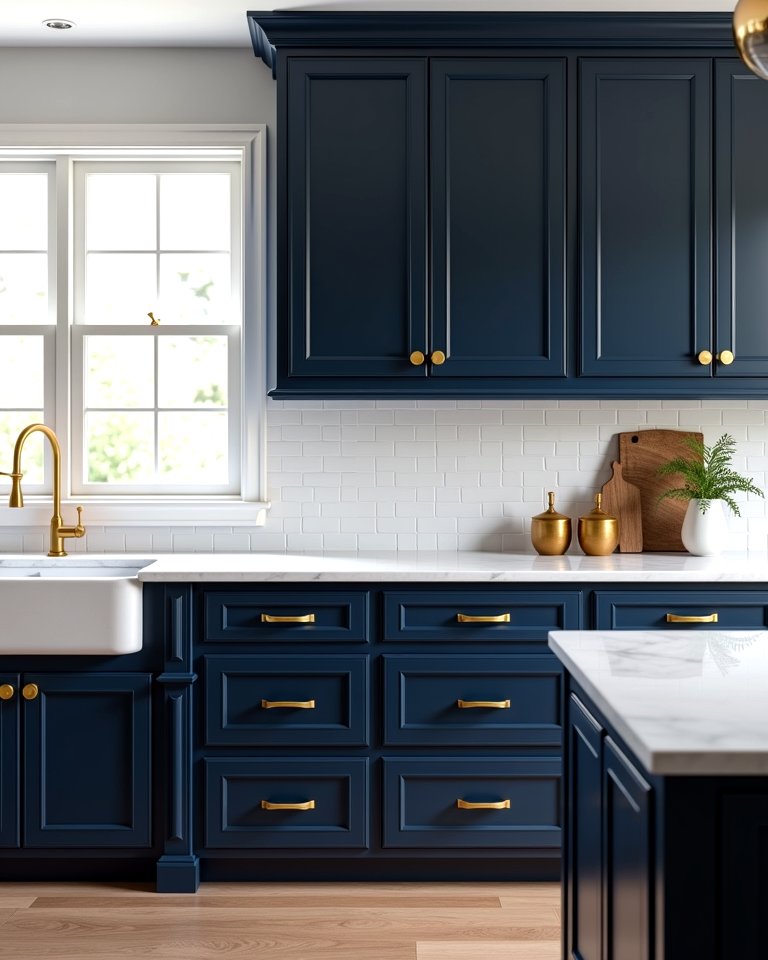 25 Blue Kitchen Cabinets With Gold Hardware for a Luxe Look