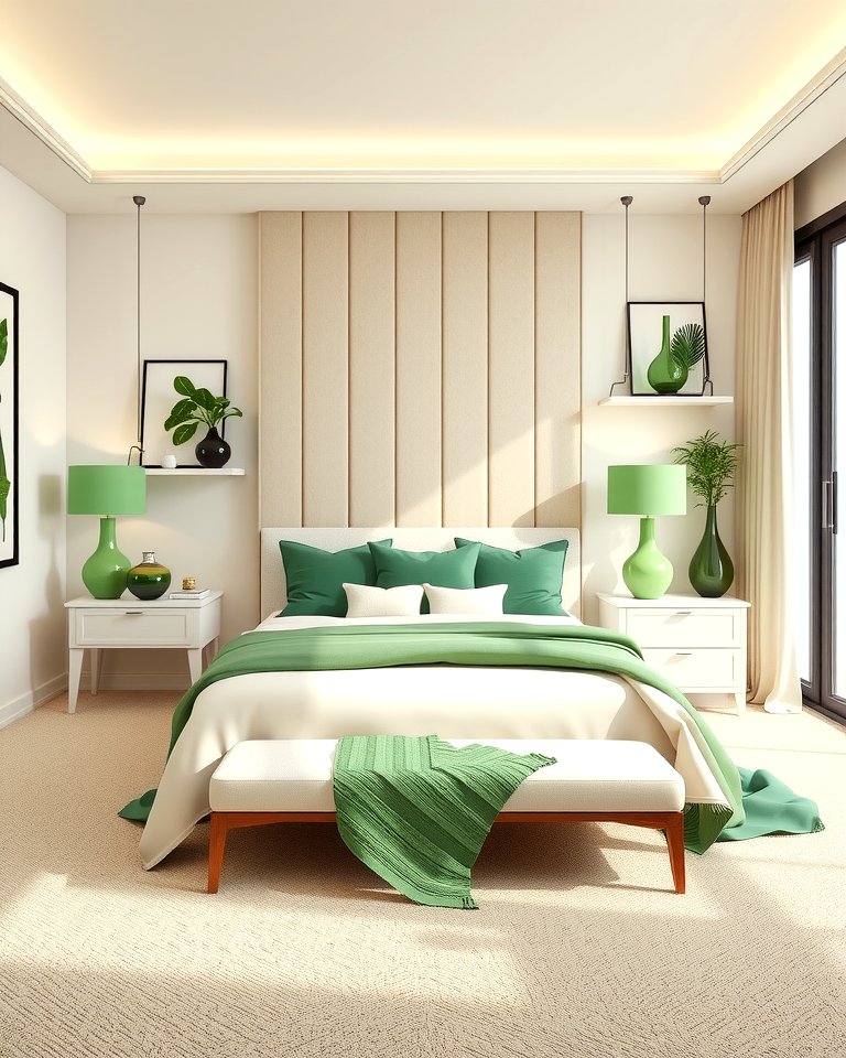 25 Serene Green and Beige Bedroom Design Ideas