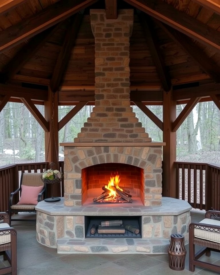 25 Backyard Pavilion With Fireplace Ideas for Cozy Nights