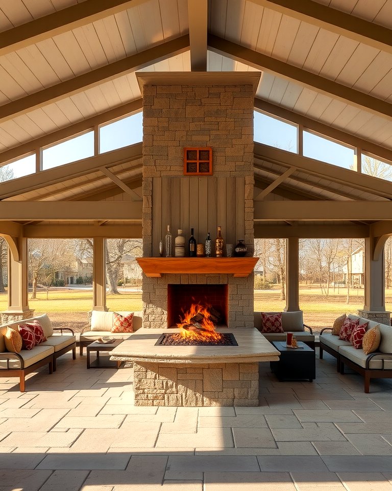 25 Backyard Pavilion With Fireplace Ideas for Cozy Nights