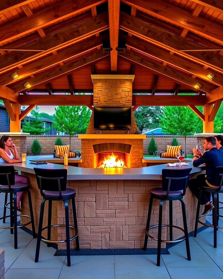 25 Backyard Pavilion With Fireplace Ideas for Cozy Nights