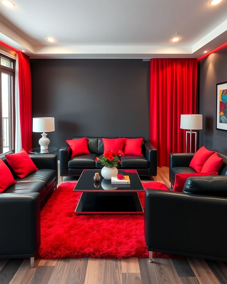 25 Black and Red Living Room Ideas for a Dramatic Look