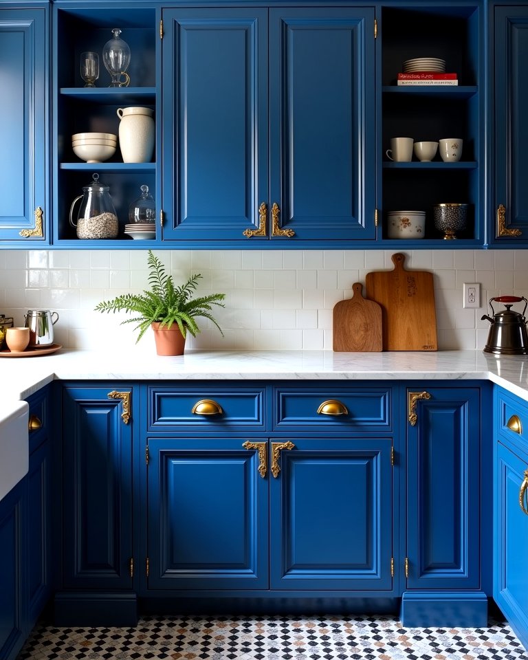 25 Blue Kitchen Cabinets With Gold Hardware for a Luxe Look