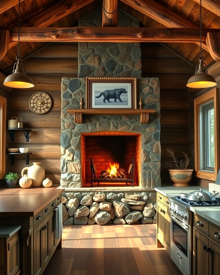 25 Kitchens With Fireplaces for a Unique Cooking Space