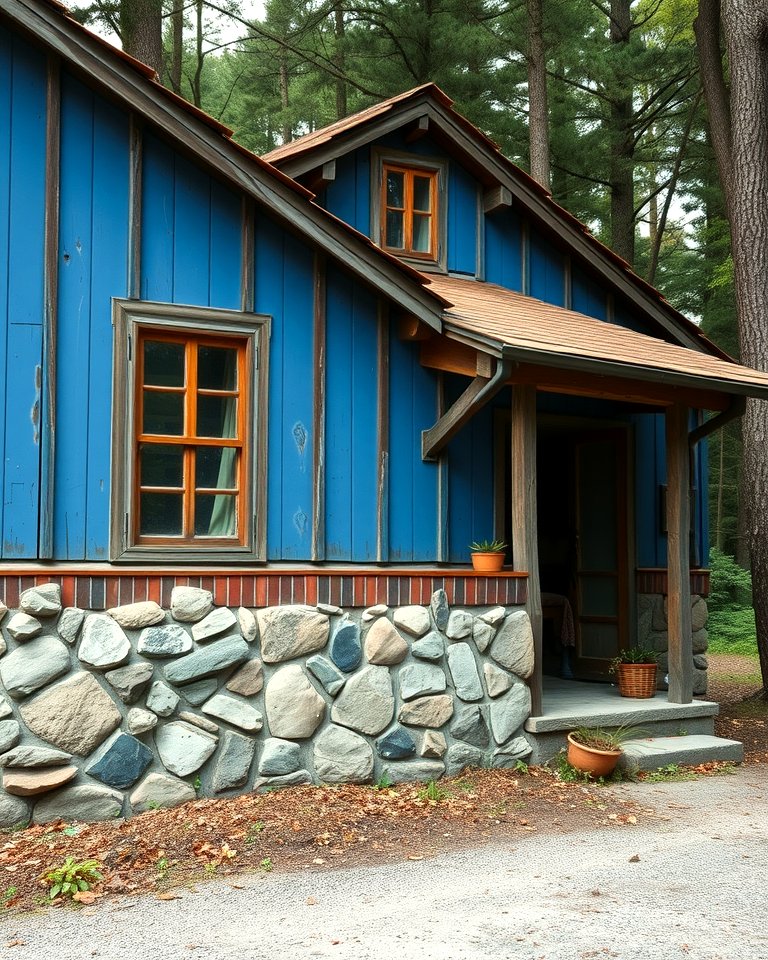 25 Stunning Blue Exterior Home with Brown Roof Ideas