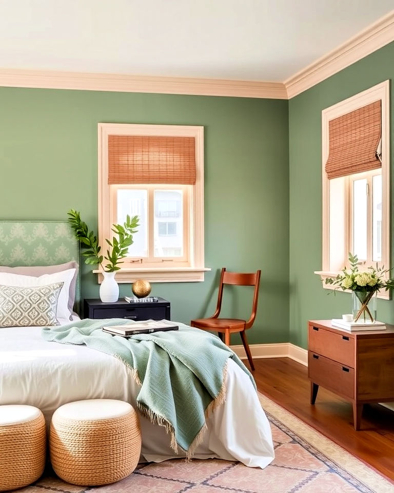 25 Serene Green and Beige Bedroom Design Ideas