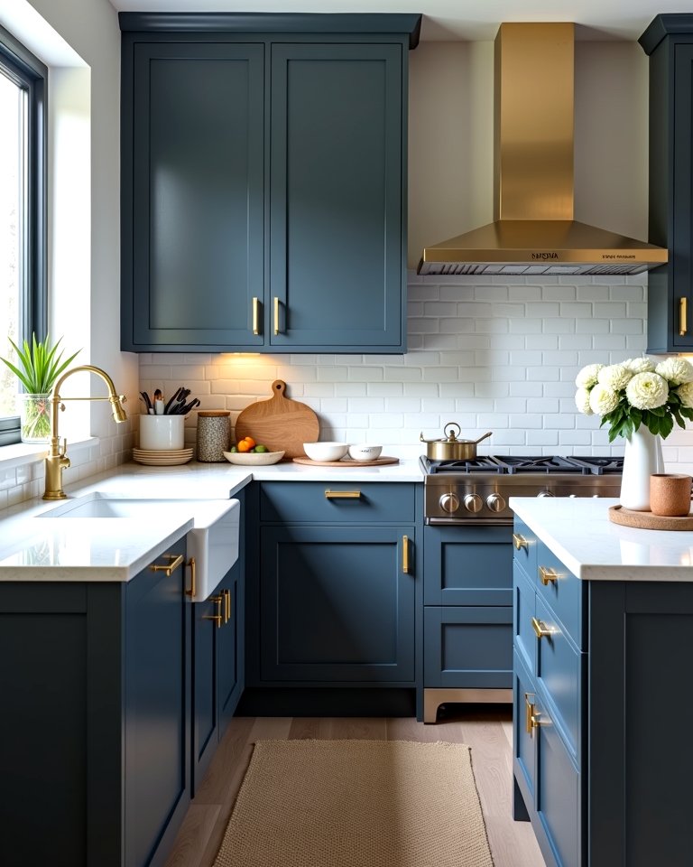 25 Blue Kitchen Cabinets With Gold Hardware for a Luxe Look