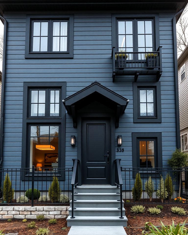 25 Blue House With Black Trim Ideas for a Striking Exterior