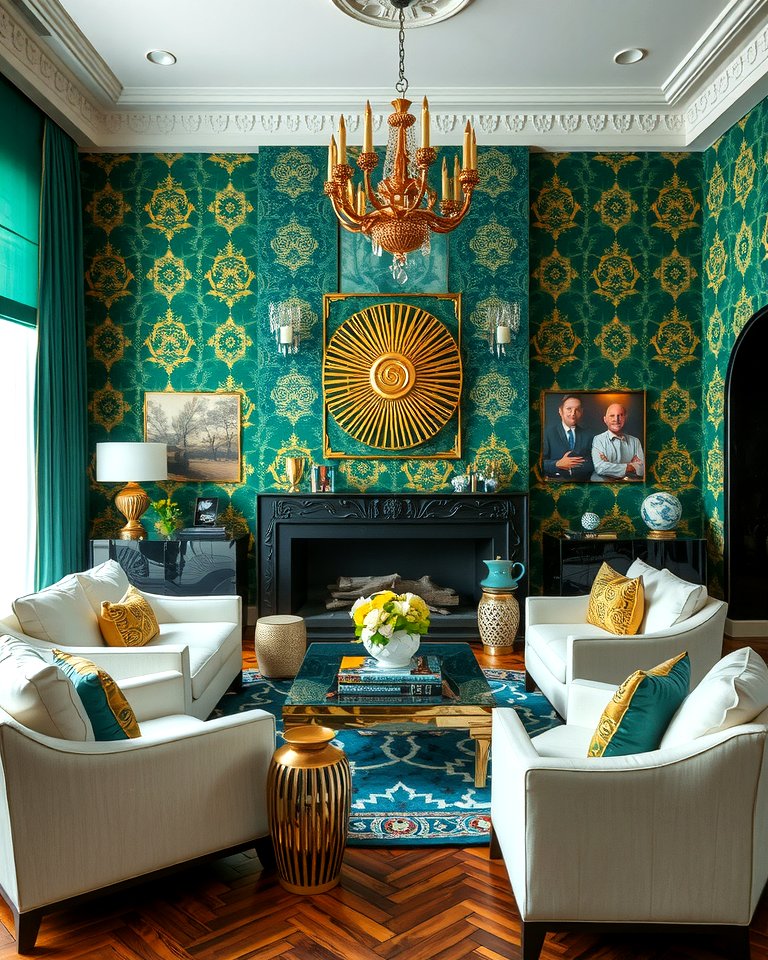 25 Emerald Green and Gold Living Room Ideas for Luxury