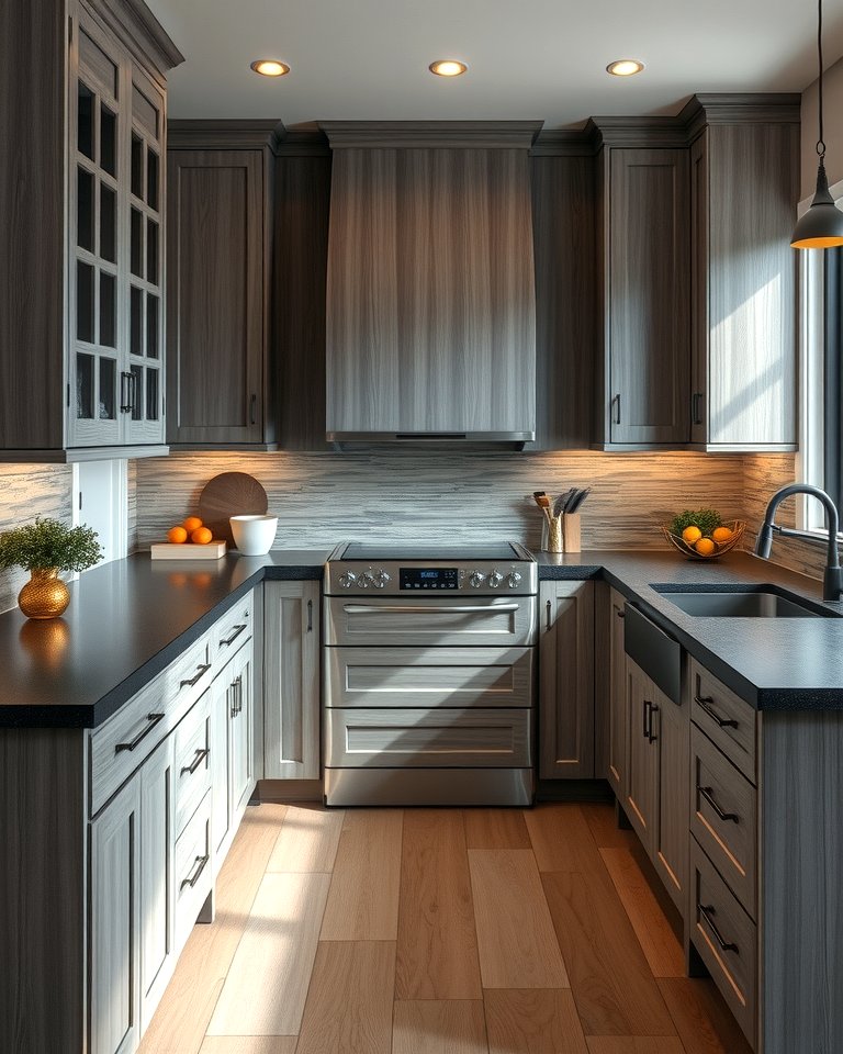 25 Kitchen Ideas with Gray Cabinets and Black Countertops