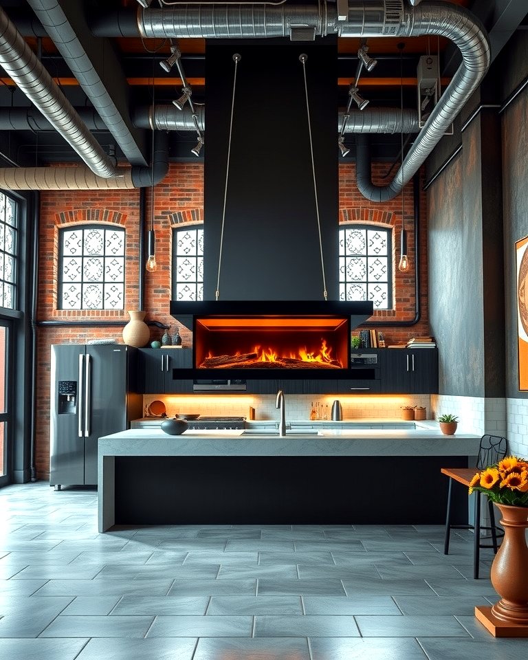 25 Kitchens With Fireplaces for a Unique Cooking Space